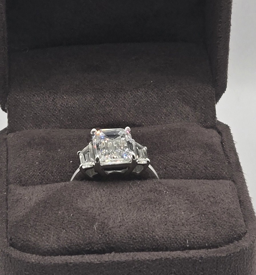 4 Ct Emerald-Cut VS1 Lab Grown Diamond Engagement Ring Platinum | eBay