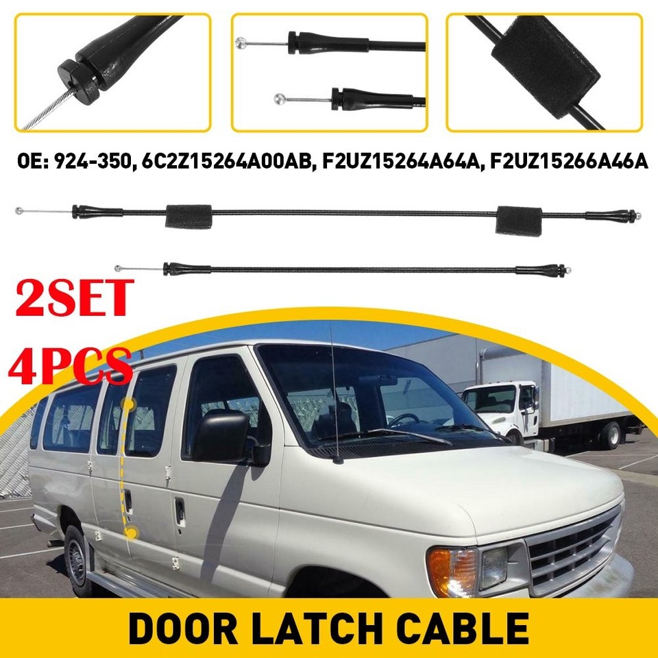 4PC Right Cargo Door Upper Lower Latch Release Cables Fit 1992-14 Ford ...