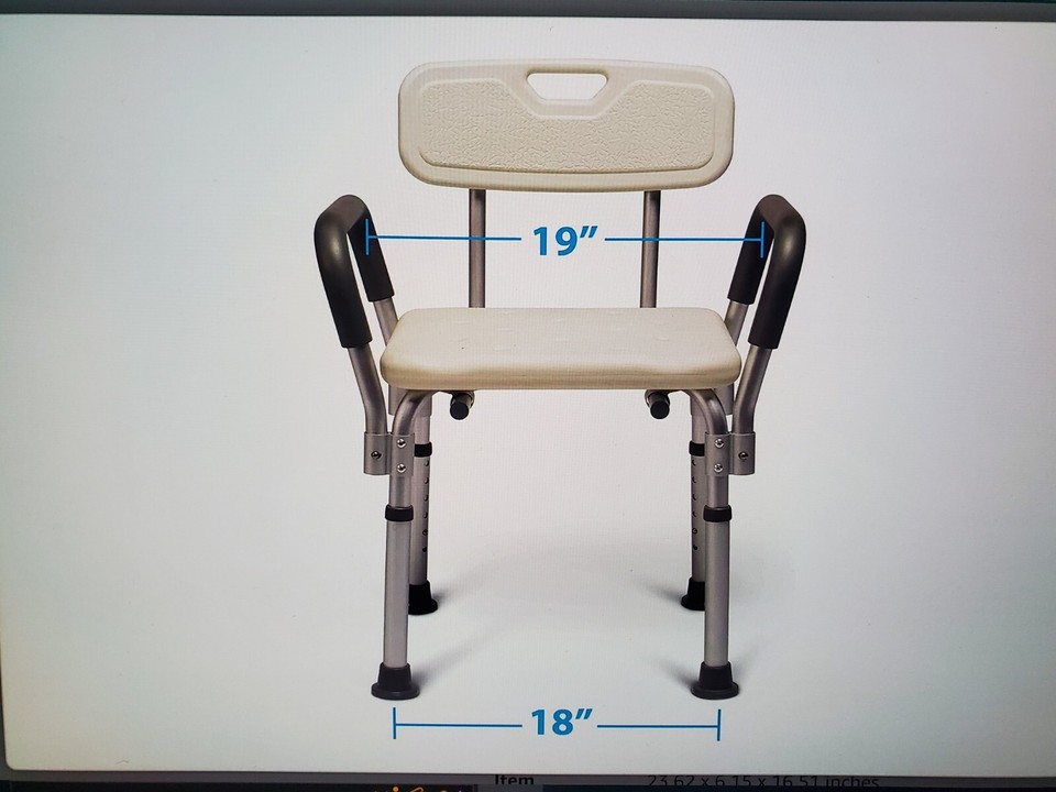 Medline/Guardian Shower Chair Bath Seat w/ Padded Armrests & Back | eBay