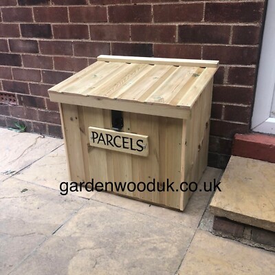 Doorstep Wood Parcel Box. Porch Parcel Storage Box. Handmade Wooden ...