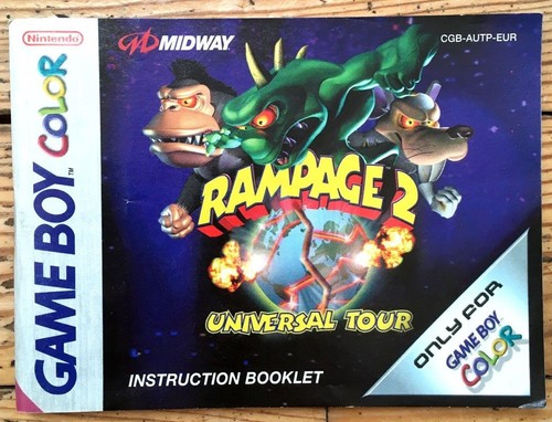 NOTICE 100% ORIGINALE RAMPAGE 2 WORLD TOUR NINTENDO GAMEBOY COLOR GBC ...