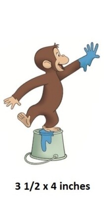 Curious George Wall Decal Paint Bucket Monkey Vinyl Sticker Peel Stick ...