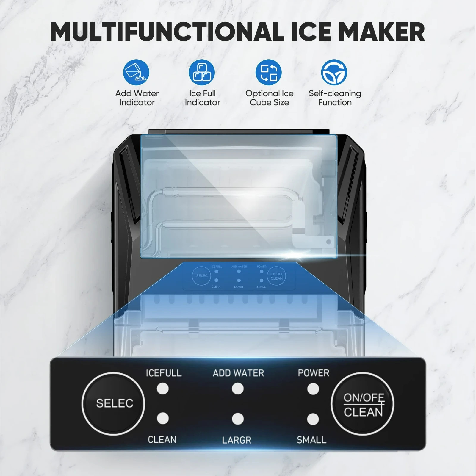 NEW! edx Countertop Ice Maker 9 Cubes in 6 Minutes Self-Cleaning with ...