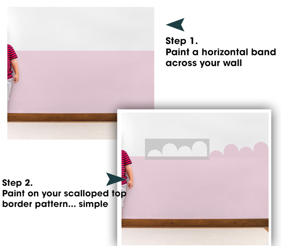 UNEVEN Scallop Border Stencil, Nursery or Kids Room Wall Decor, Paint ...