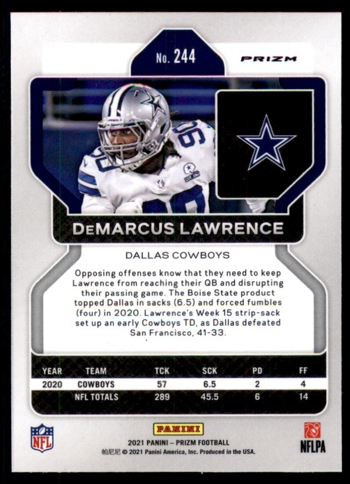 DeMarcus Lawrence 2021 Panini Prizm Green Puslar Dallas Cowboys #244 ...