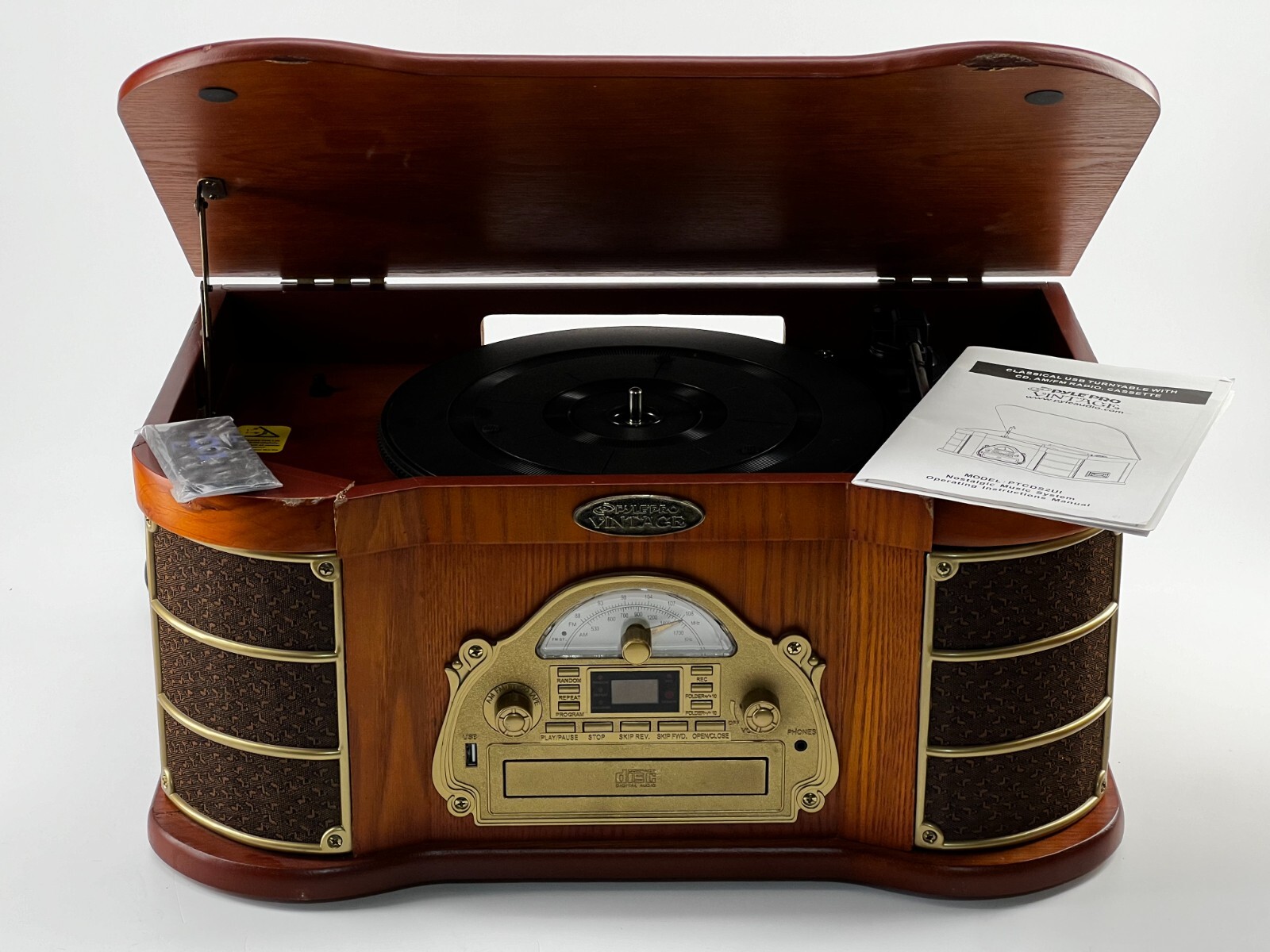 Pyle Pro PTCD54UB Vintage Turntable CD USB Aux Cassette For Repair ...