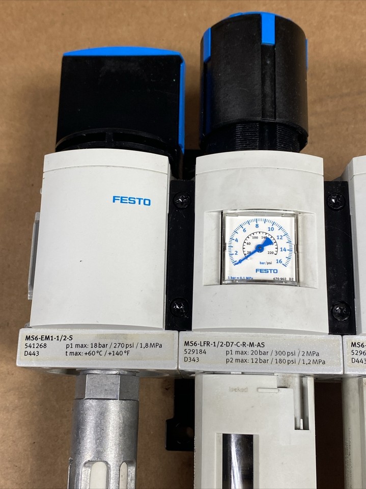 Festo MS6-LFR-1/2-D7-C-R-M-AS Air Regulator Filter Shutoff 1/2” 300PSI LFM EM1 | eBay