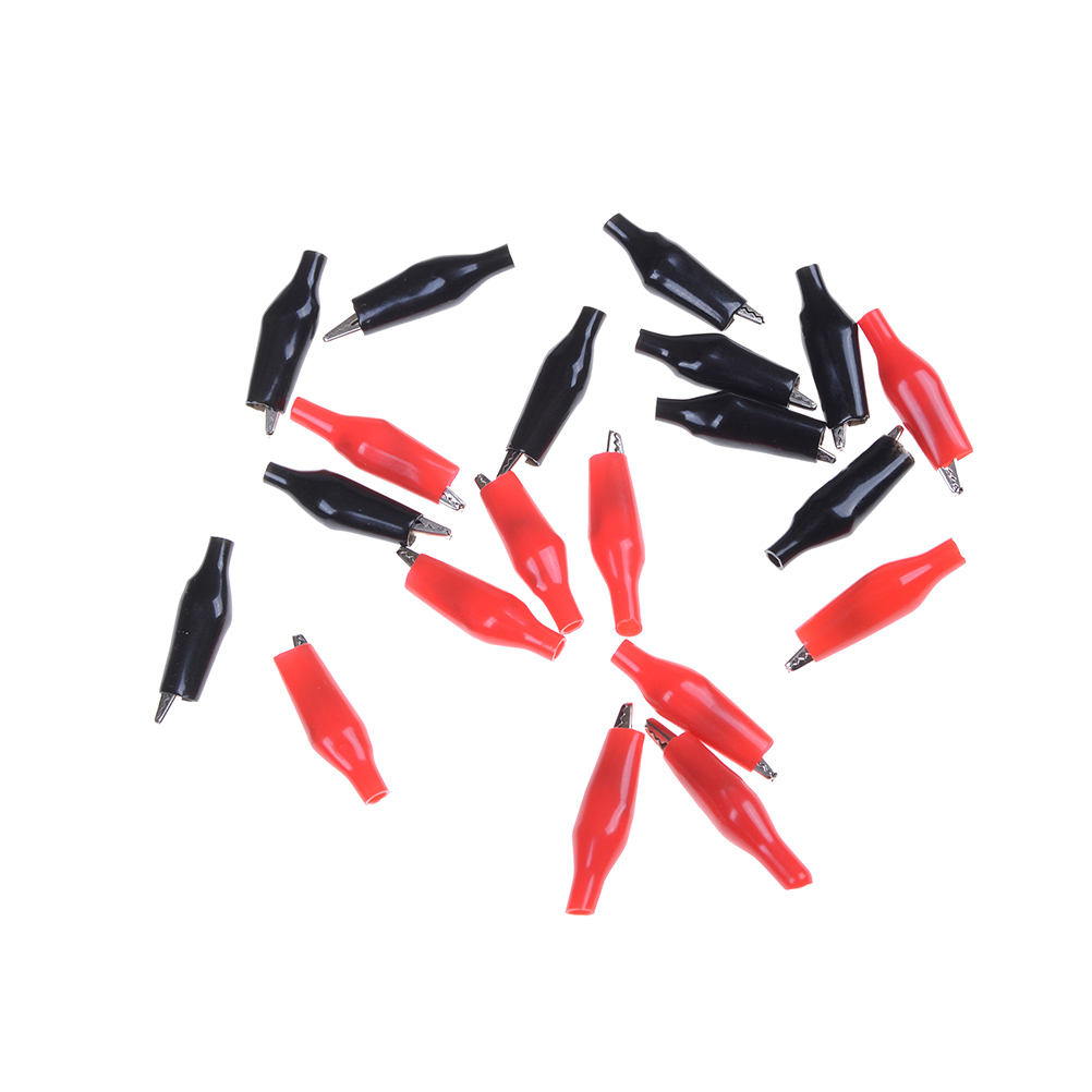 20pcs Red Black Soft Plastic Testing Probe Alligator Clips Crocodile ...