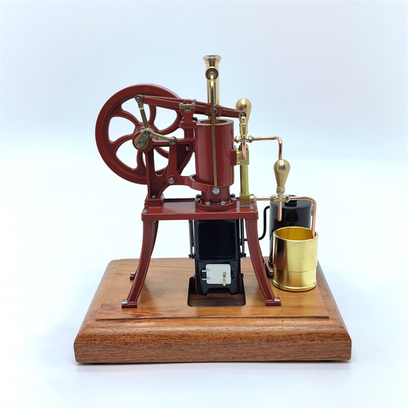 ENGINEDIY R01 Small Vertical Red Brass Manual Flywheel Start Engine ...