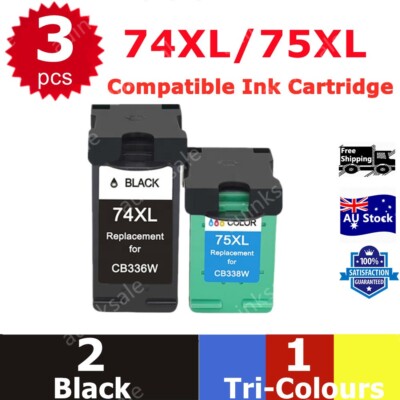 3x HP74XL HP75XL Remanufactured Ink Cartridge For HP Photosmart C4240 ...