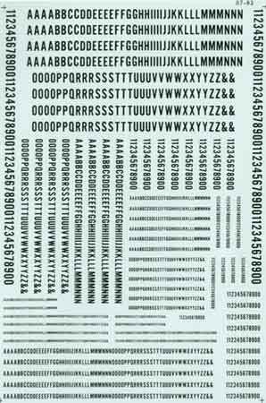 Microscale 90022 HO Black Condensed Gothic Alphabets & Numbers Decal ...