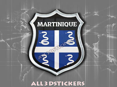 Autocollant Résine 3D Relief Emblème Drapeau Martinique - Adhésif | eBay