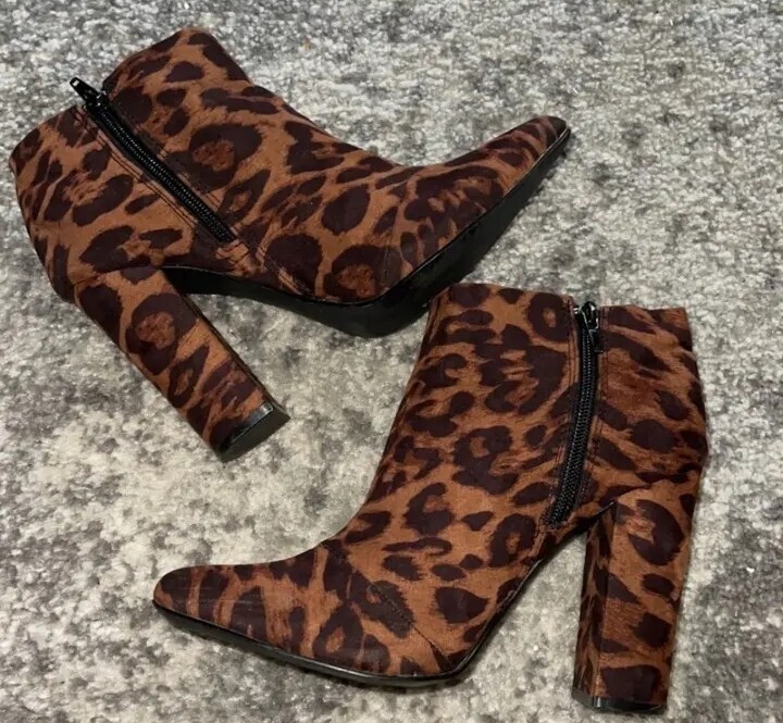 Rosamund Block Heel Bootie Leopard Animal Print Zip-u… - Gem