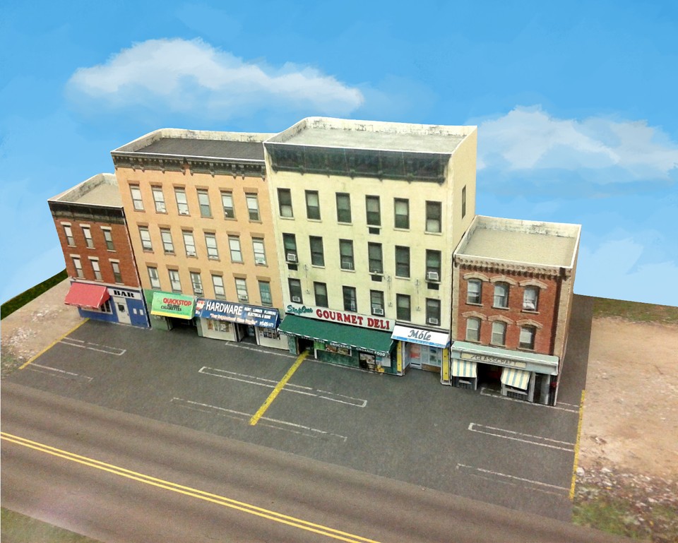 Z Scale Buildings - Downtown apartments & shops Cardstock kit set CZ015 ...