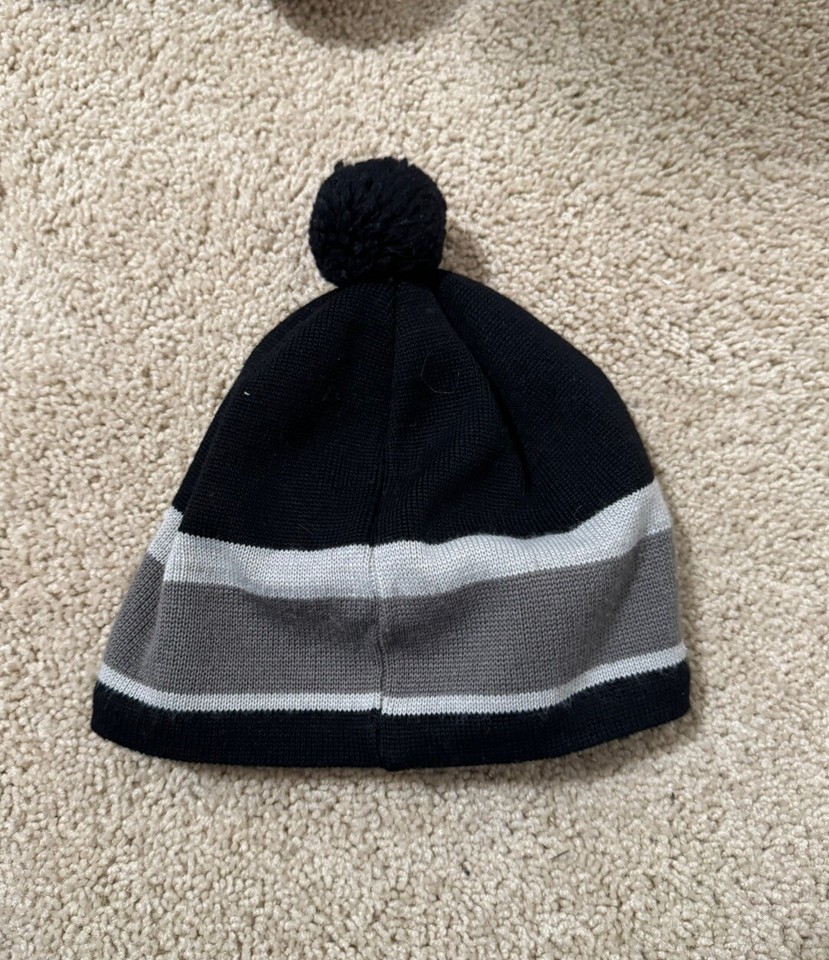 THE NORTH FACE Gray Black White POM WINTER BEANIE Ski Snowboard Hat Cap ...