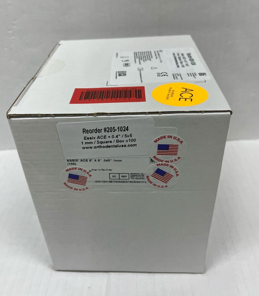 Essix ACE vacuum FORMING SHEETS Retainer .040"/ 5" SQUARE box 100 pcs ...