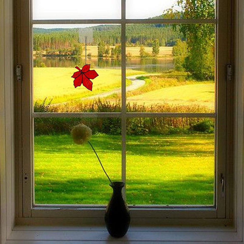 Maple Leaves Stained Glass Window Hanging,Fall Leaf Decorations ...