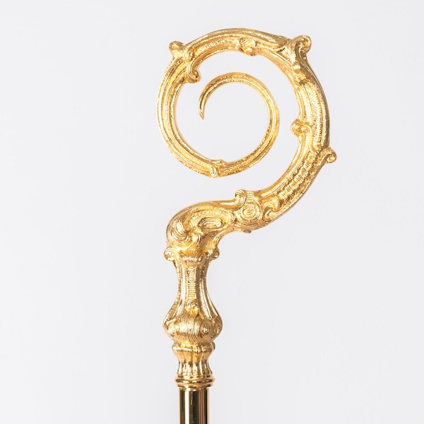 Traditional Bishop Crosier - All Gold Plated - Bishop Staff - Crozier ...