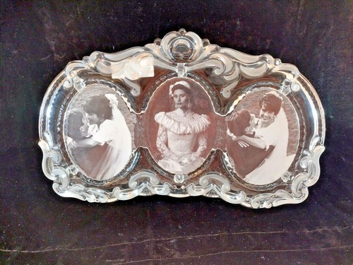 MIKASA PRINCESS Frosted Crystal Triple Oval Frame AS404 New in Opened ...