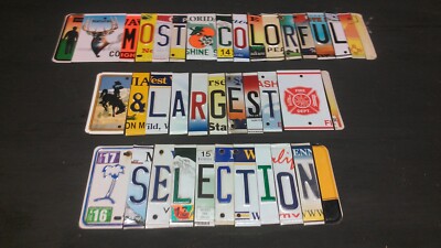 LICENSE PLATE LETTERS NUMBERS SYMBOLS PIECES COLORFUL CRAFTS SIGNS ART ...