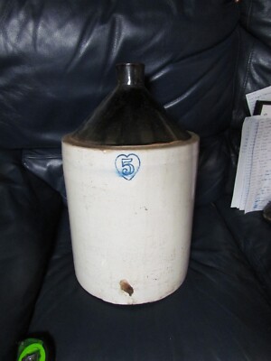 Antique Primitive 5 Gallon Stoneware Pottery Crock Jug Whiskey Jug ...