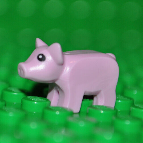 LEGO - 1X BRIGHT PINK BABY PIG WITH BLACK EYES/PIGLET/GARDEN/FARM/YARD ...