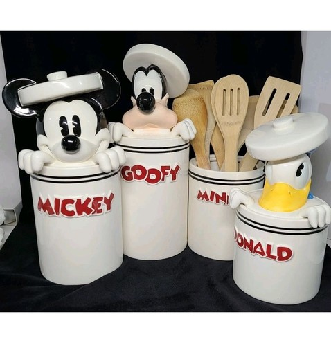 Disney peek-a-boo canister set; Mickey Mouse, Donald Duck, Goofy ...