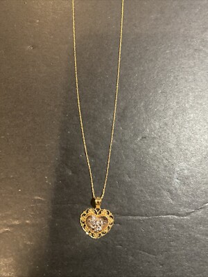 14k Tri-Color Gold Michael Anthony Cupid Heart Filigree With 14k Chain ...