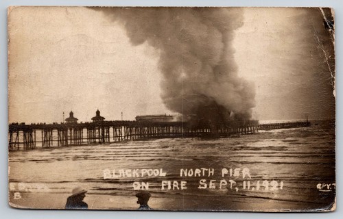 RPPC 1921 Blackpool England North Pier on Fire Disaster Tragedy ...