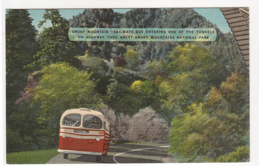 Trailways Bus Smoky Mountains National Park North Carolina linen ...