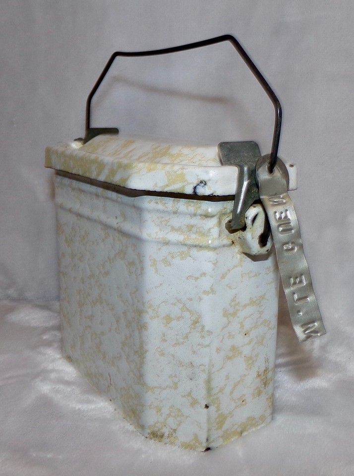 Vintage Enamel Graniteware French Lunch Pail Box With Handle | eBay