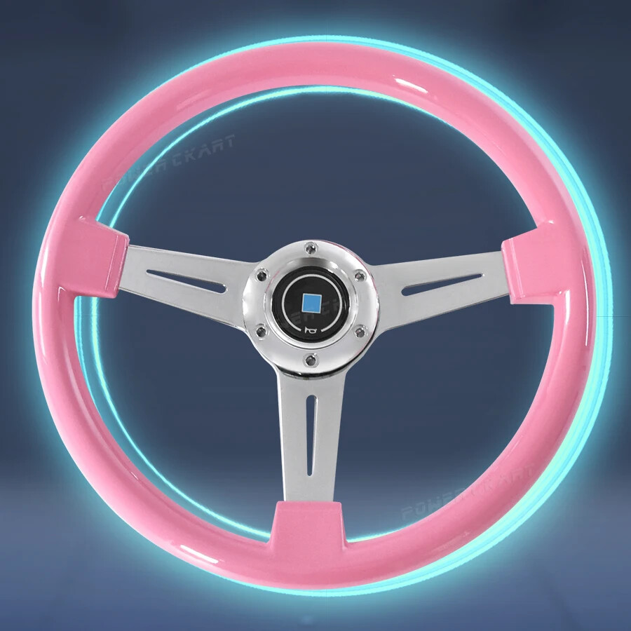 14inch Pink JDM Sport Racing Steering Wheel Chrome Spoke Car Game ...