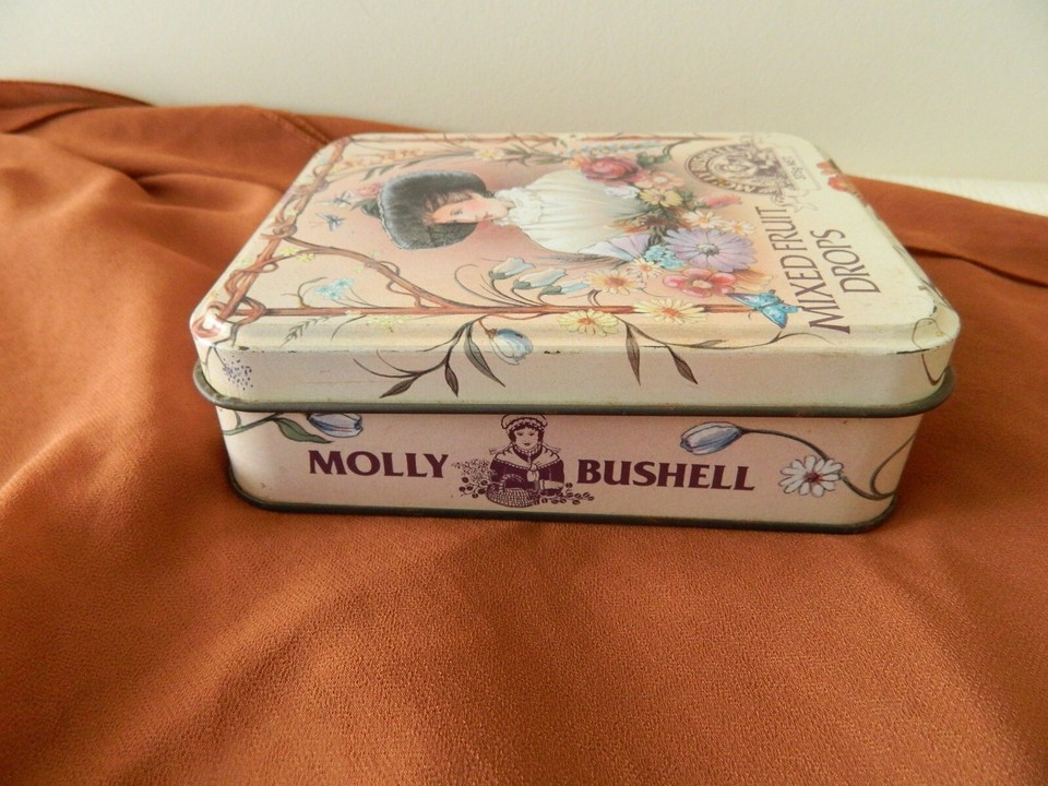 Vintage MOLLY BUSHELL Tin Box MIXED FRUIT DROPS 1982 Australia | eBay ...