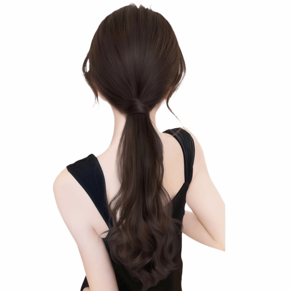 Synthetic LongCurly Wavy Layered Ponytail Extension Rubber Band Heat ...