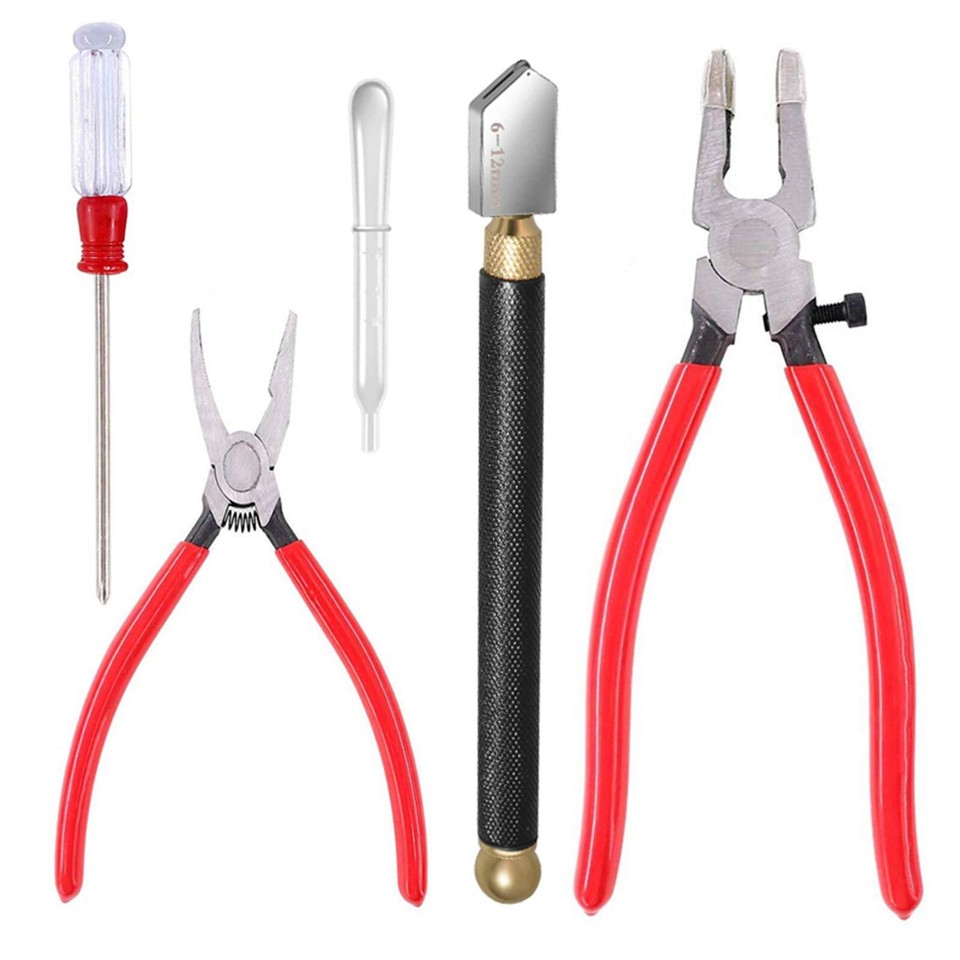 7pcs Glass Cutting Tools Kit Grozer Plier Stained Glass Cutter Tool ...