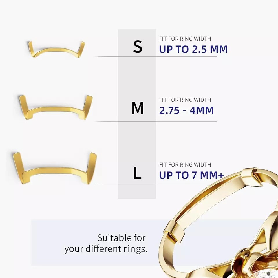 9 Pack Filled Gold Metal Ring Guard,Invisible Ring Size Adjuster Set ...