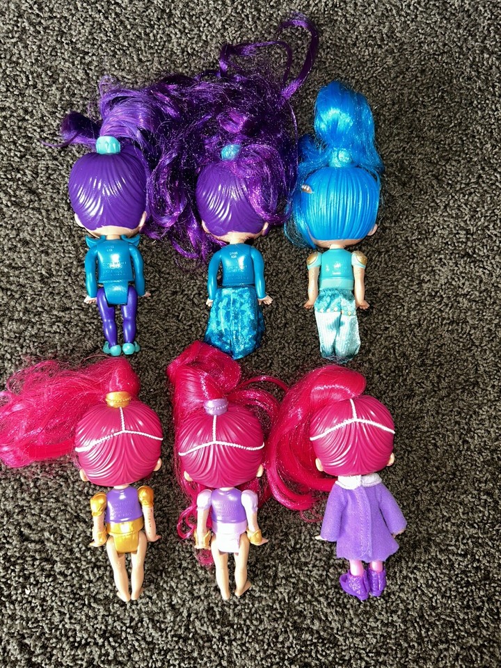 Lot of 6 Nickelodeon Shimmer & Shine Dolls Figures Teenie Genie Mattel ...