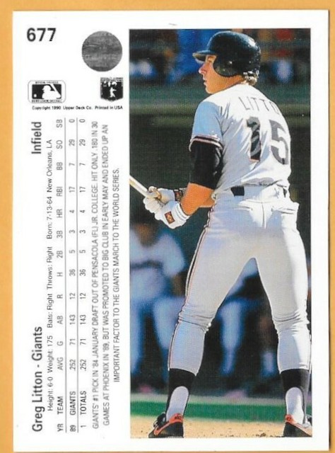 1990 Upper Deck - #677 Greg Litton for sale online | eBay