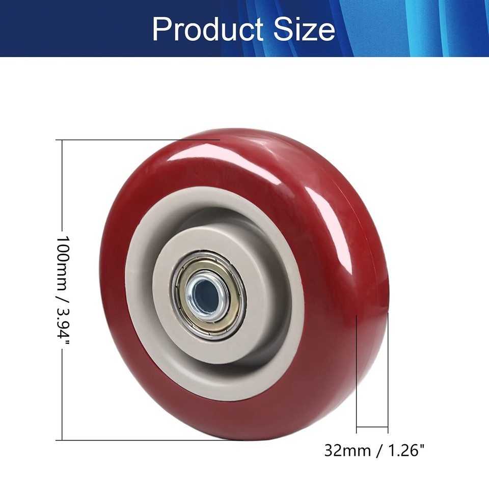 2pcs Push Cart Wheels 4 Inch PU Caster Wheels Bearings Repair Kits ...