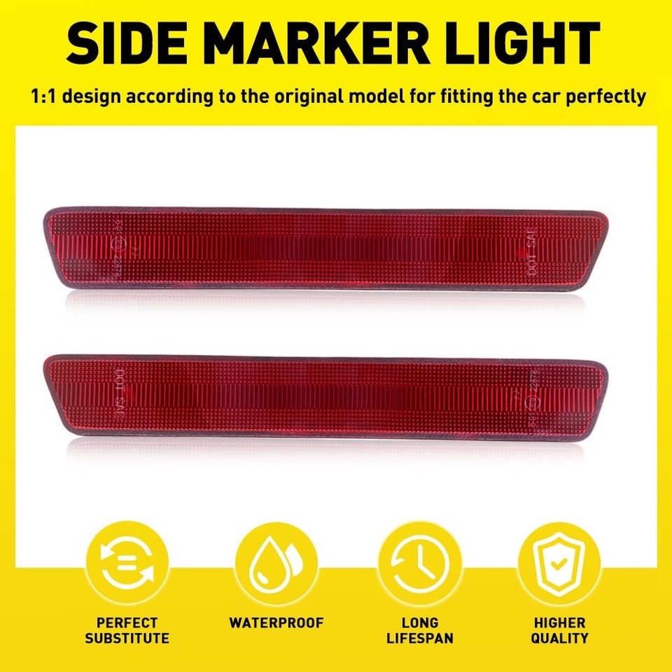 For 1999-2004 Mustang Ford Red Lens Rear Bumper Marker Side Light ...