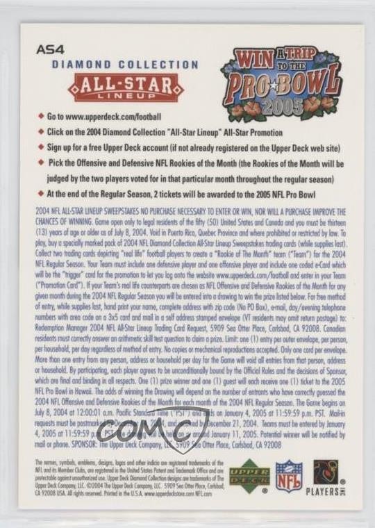 2004 Upper Deck Diamond Collection All-Star Lineup Philip Rivers Rookie ...