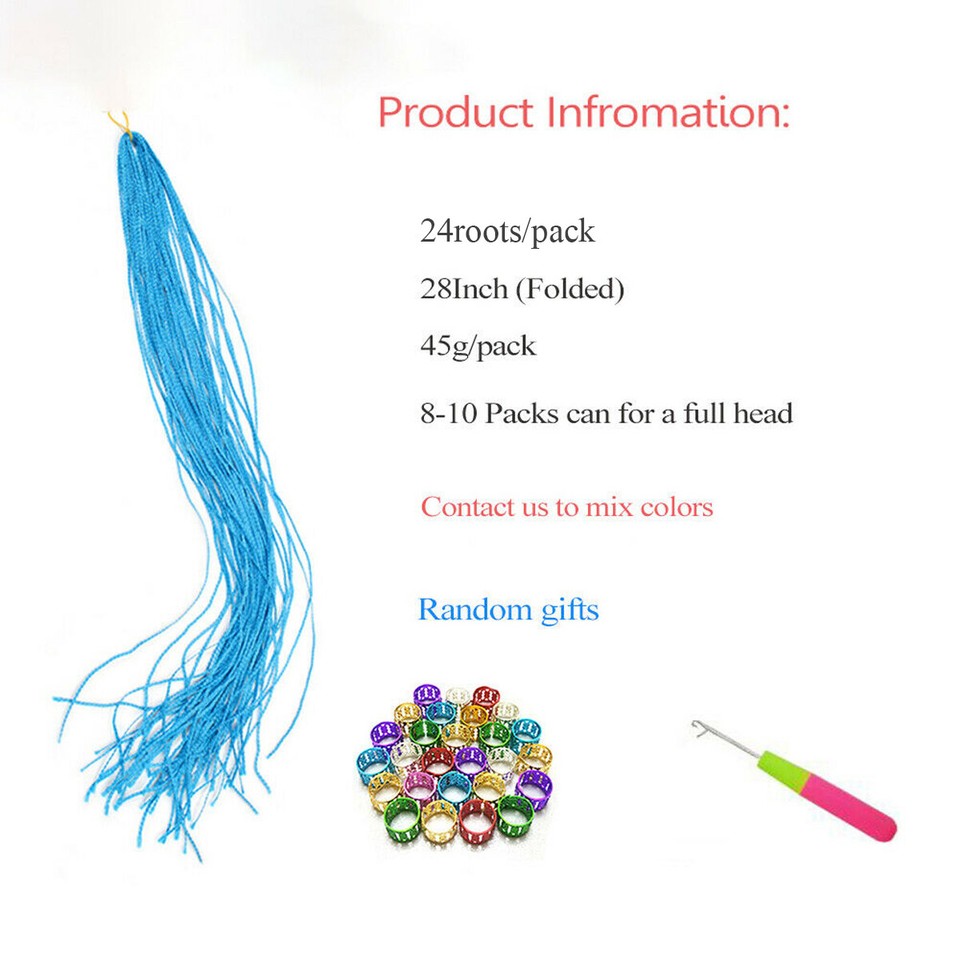 28" Thin Long Box Braids Crochet Braiding Hair Extensions Micro Dreads ...