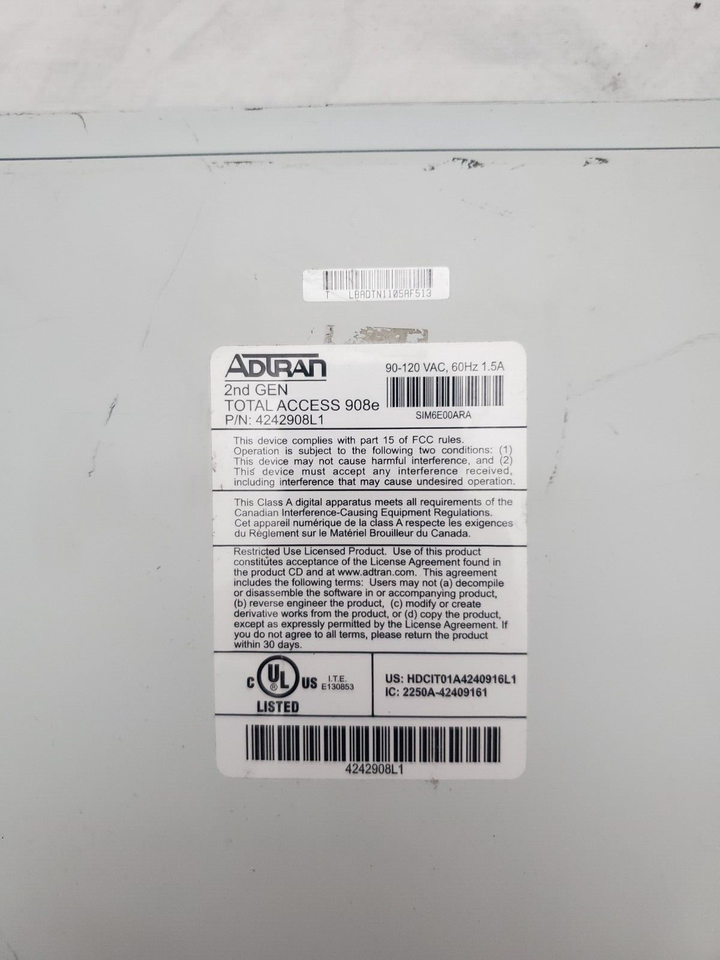 Adtran Total Access 908e 2nd Gen P/N 4242908L1 | eBay