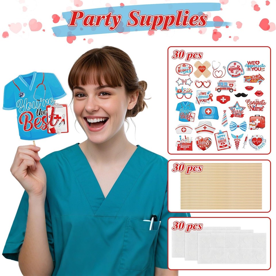 30pcs Nurse Photo Booth Props Nurse Graduation Party Decoration Photo ...