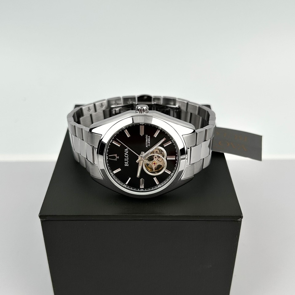 Bulova Men's Surveyor 96A270 Automatic Open Aperture Silver-Tone Watch ...