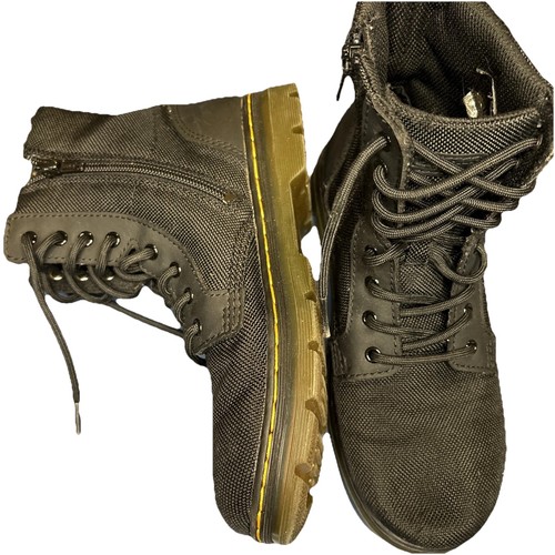 Doc Dr Martens Boots Combs J Combat Lace Up Black Canvas Zip Youth Kids ...