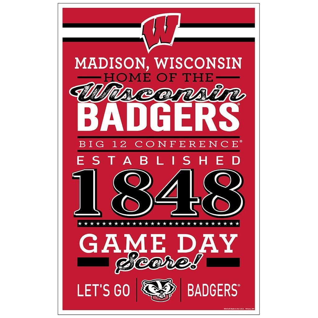 Wisconsin Badgers 11"x17" Wood Sign Established Design [NEW] NCAA ...