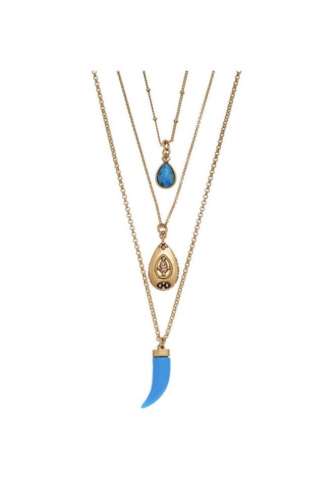 CHAPS Teardrop Multistrand Necklace Gold Tone/Faux Turquoise NEW Tags ...