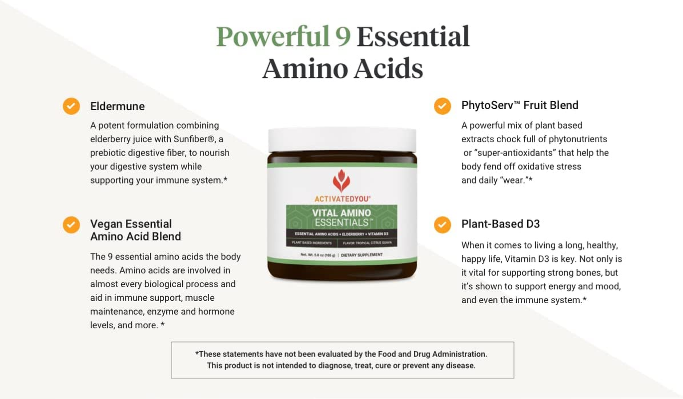 ACTIVATEDYOU Vital Amino Essentials, Complete Essential Amino Acids ...