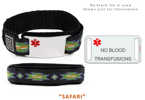 NO BLOOD TRANSFUSIONS Medical Id Alert Bracelet. Free Emergency Card ...